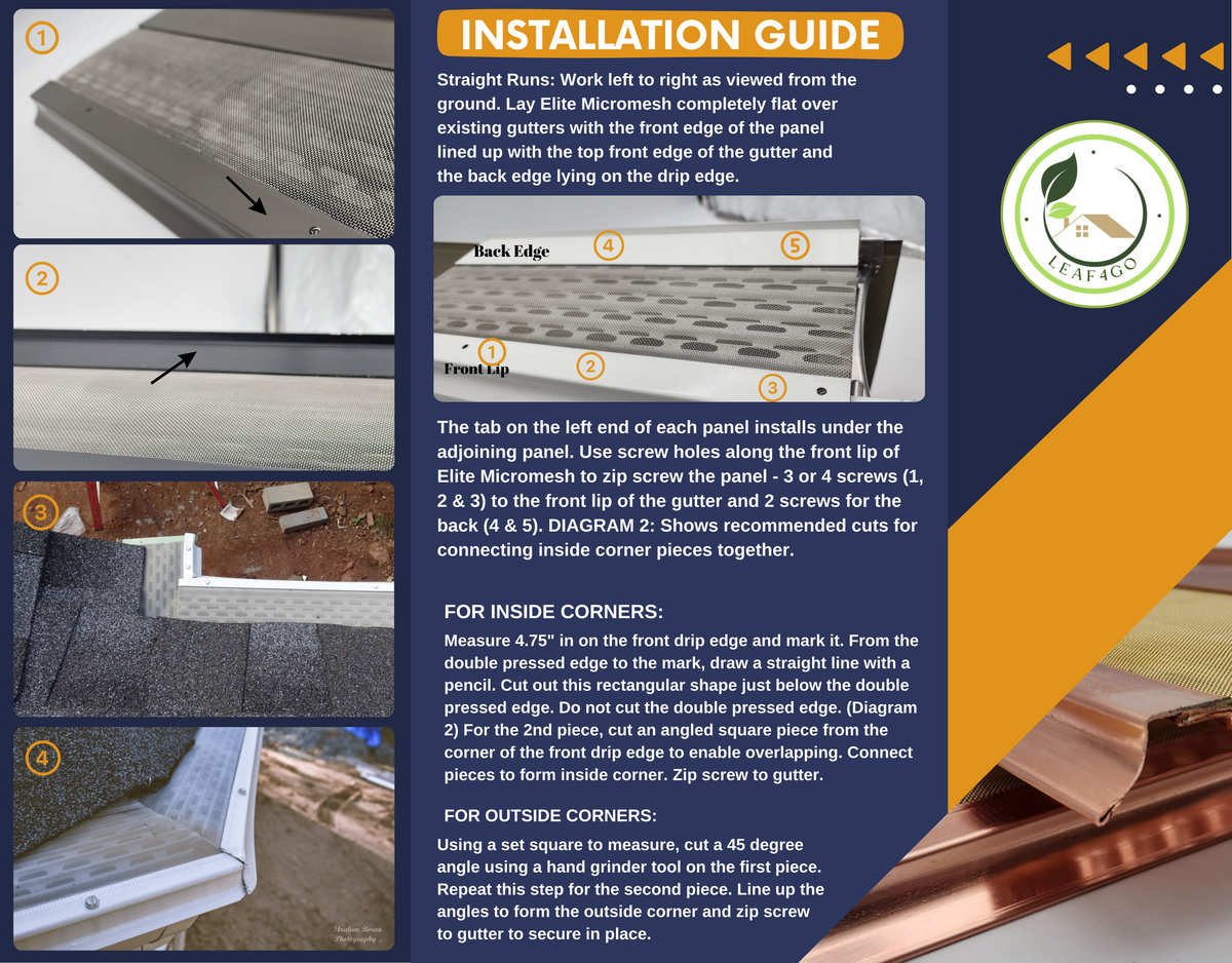 Elite 6" Leaf Guards for Gutters with Stainless Steel Micromesh
